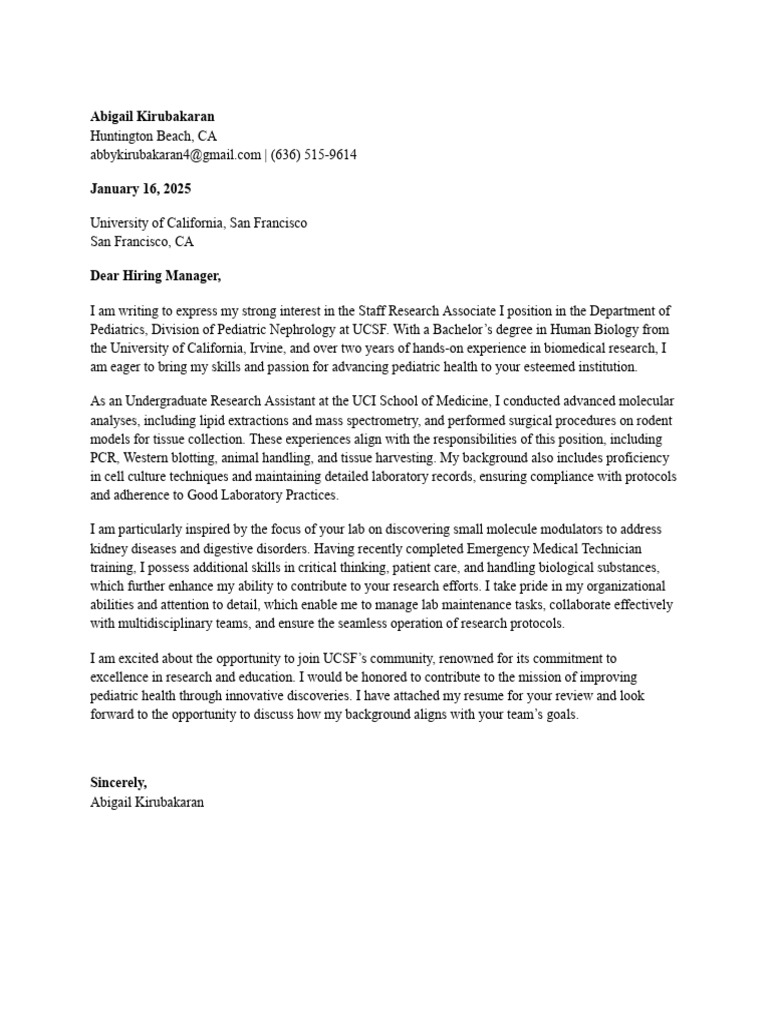 UCSF Staff Research Associate Application | PDF