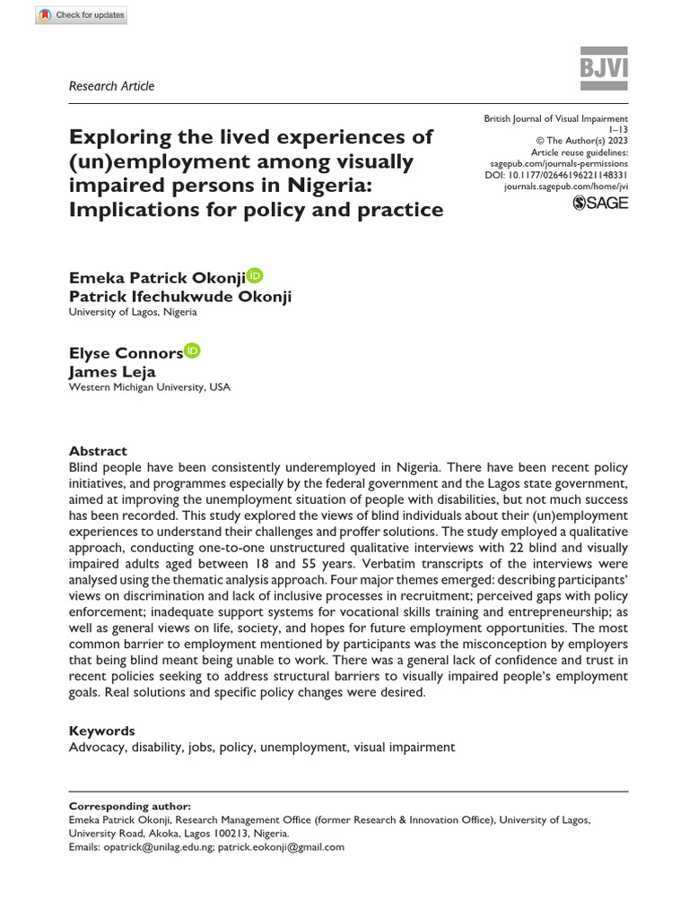 BJVI 2023 | PDF | Visual Impairment | Disability
