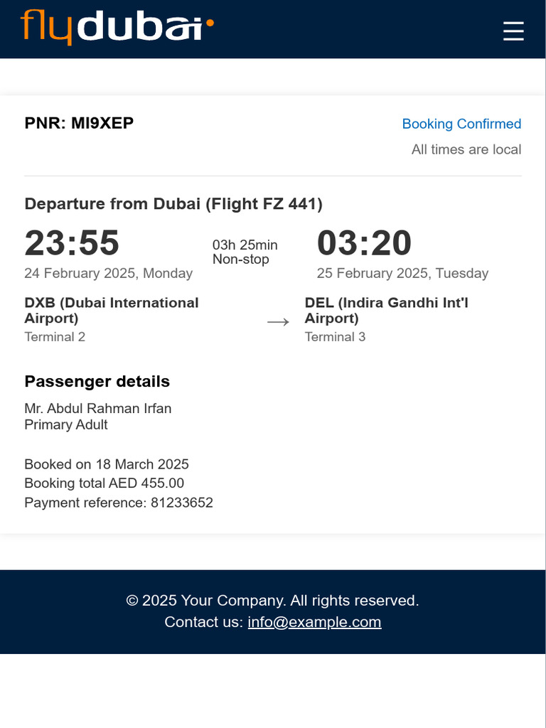 flydubai booking confirmed | PDF