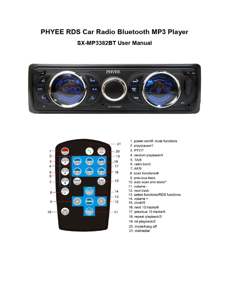 English New Bluetooth MP3 382BT Player User Manual | PDF | Bluetooth ...