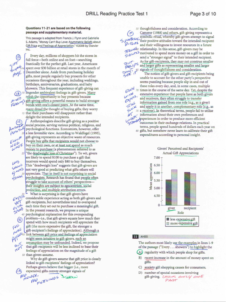 SOLUTIONS New SAT Reading Passage 2 T1 Drill | PDF
