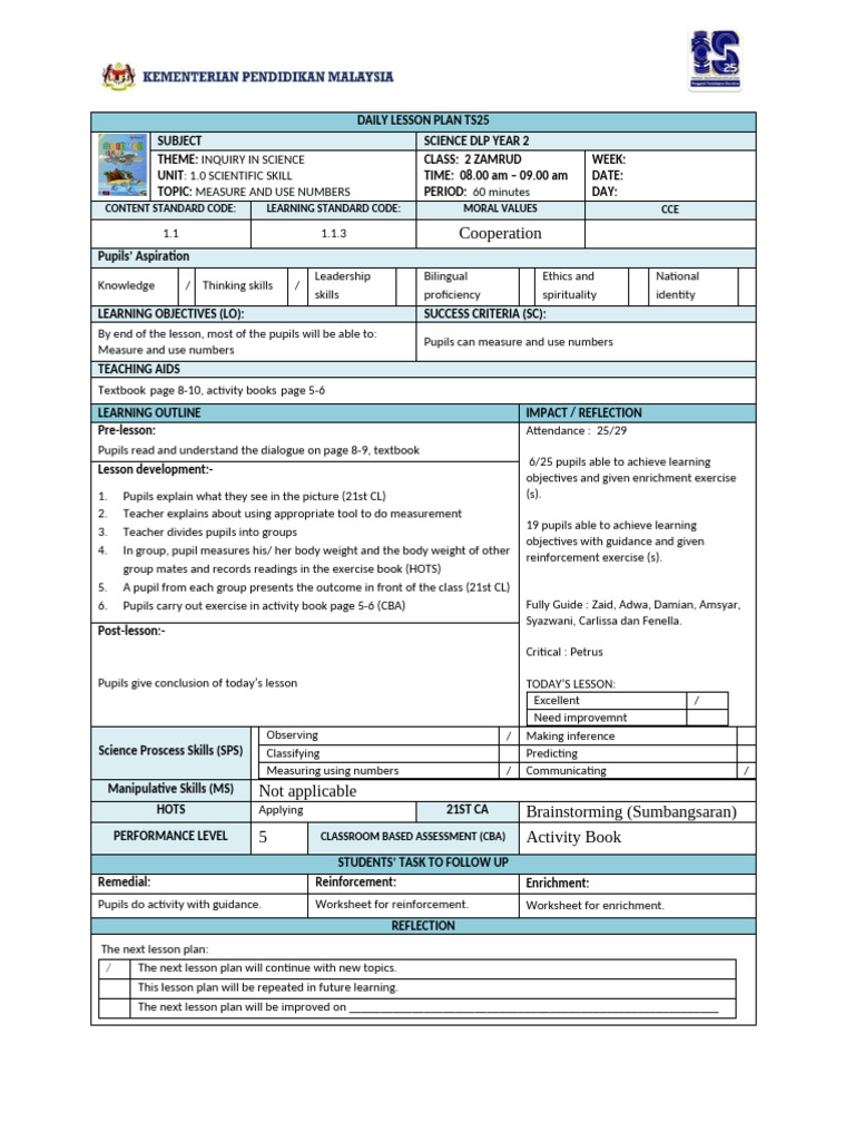 Minggu # 4 - Norzila Binti Abdu Salam | PDF | Lesson Plan | Science