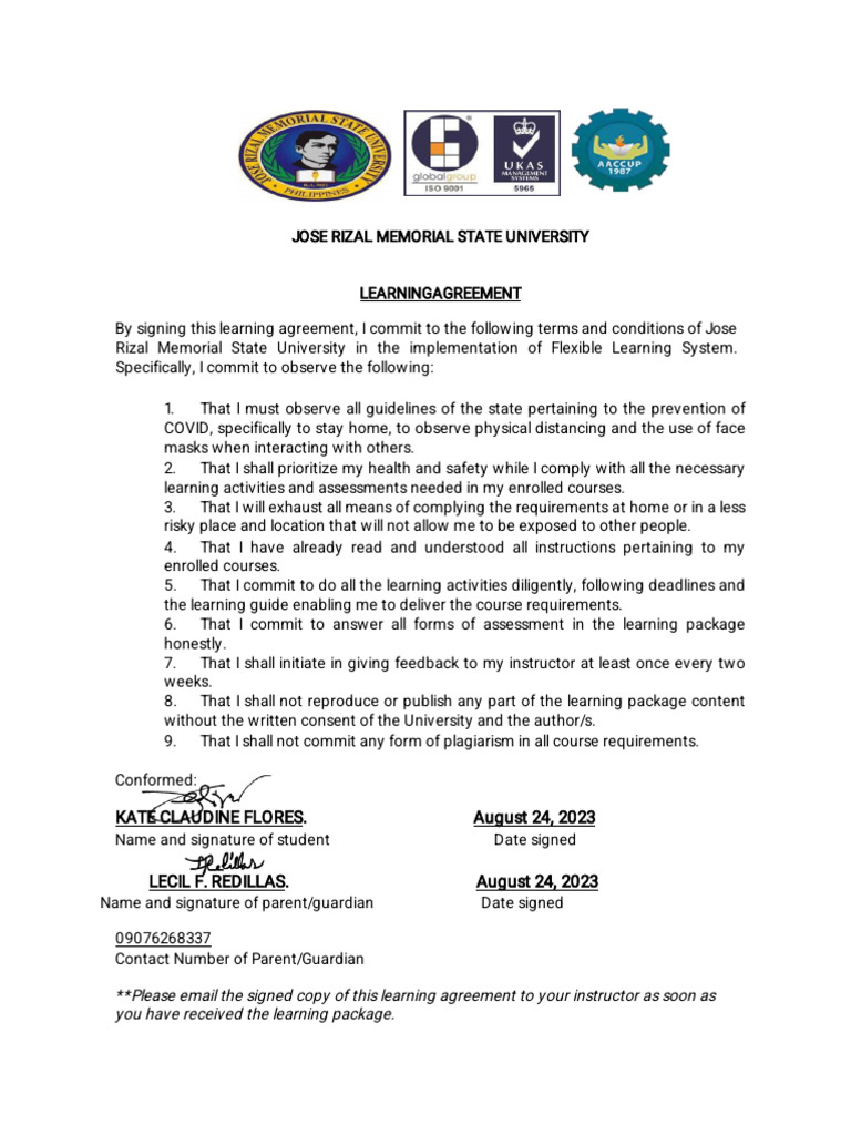 Learning Agreement | PDF