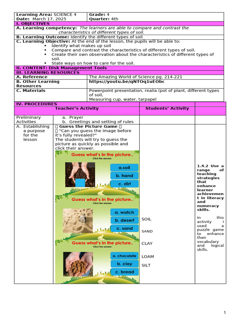 Grade 4 Science: Types of Soil Lesson | PDF | Soil | Clay