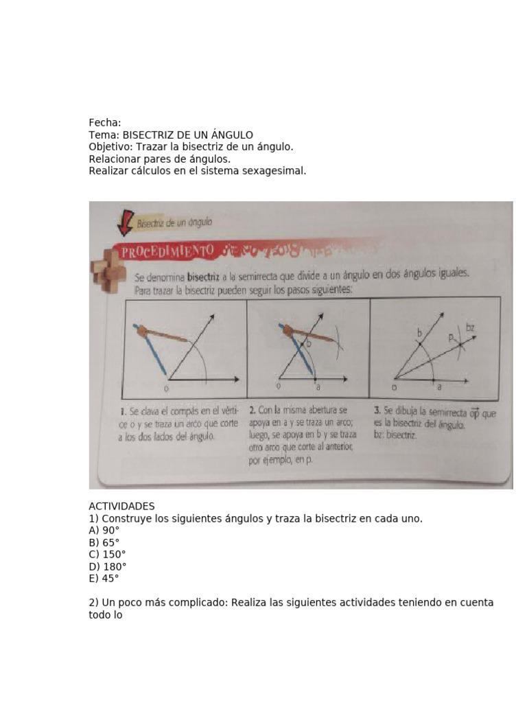 Construcción de la bisectriz de ángulos | PDF