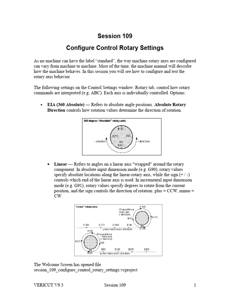 Session 109-Configure Control Rotary Settings | PDF | Rotation | Machines