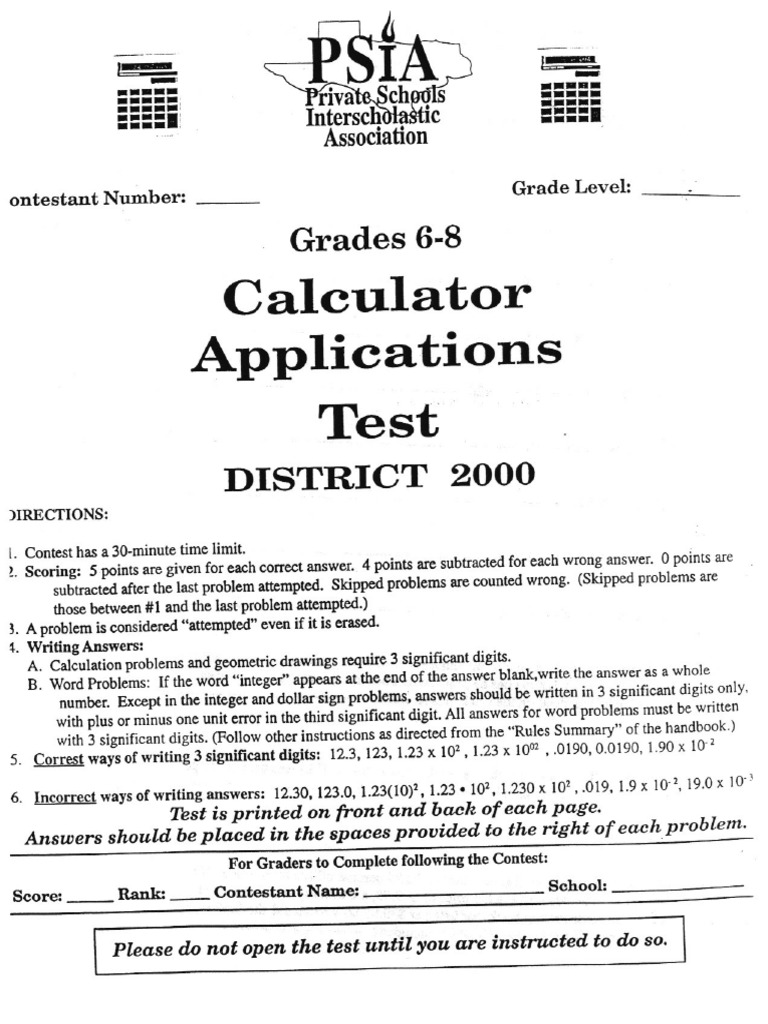 Calc 6-8 Psia District 2000 | PDF