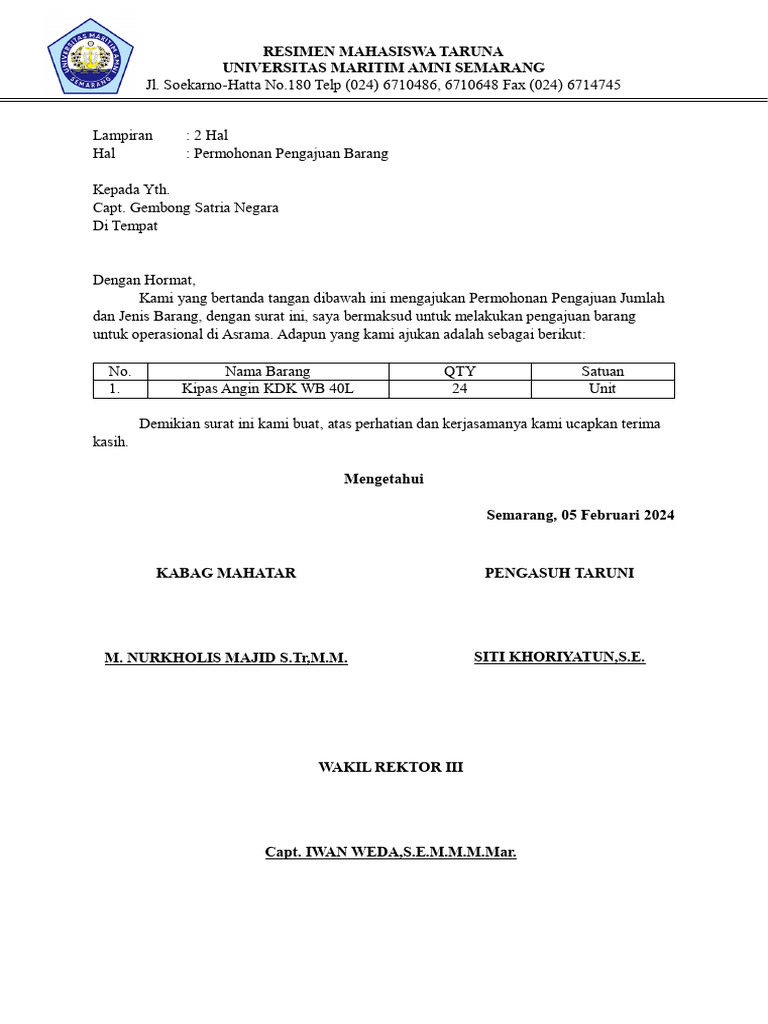 SURAT PENGAJUAN | PDF