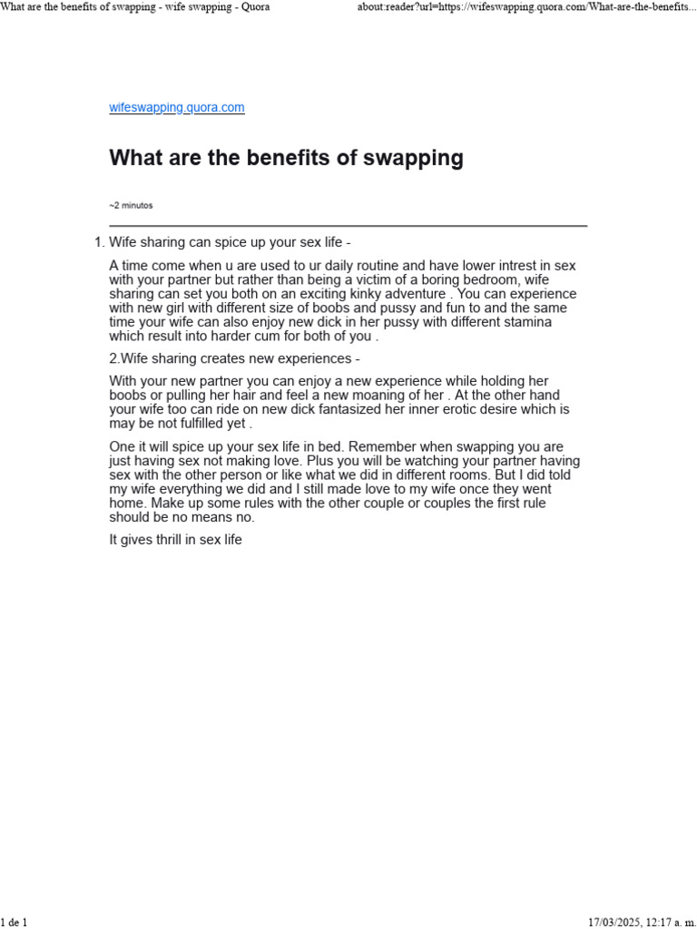 What Are The Benefits of Swapping - Wife Swapping | PDF
