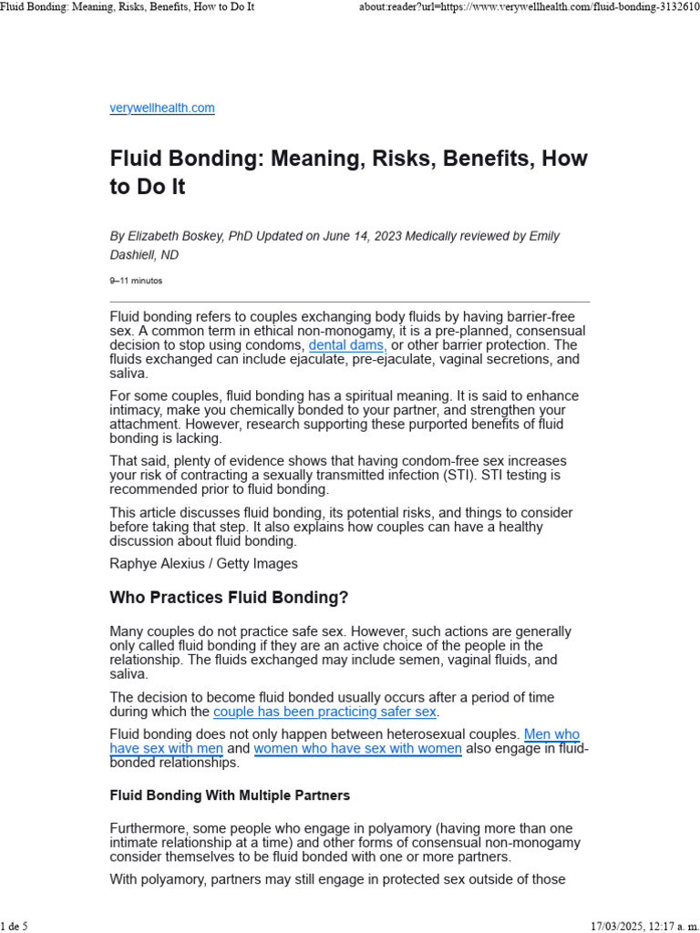 Understanding Fluid Bonding Risks | PDF | Sexually Transmitted ...
