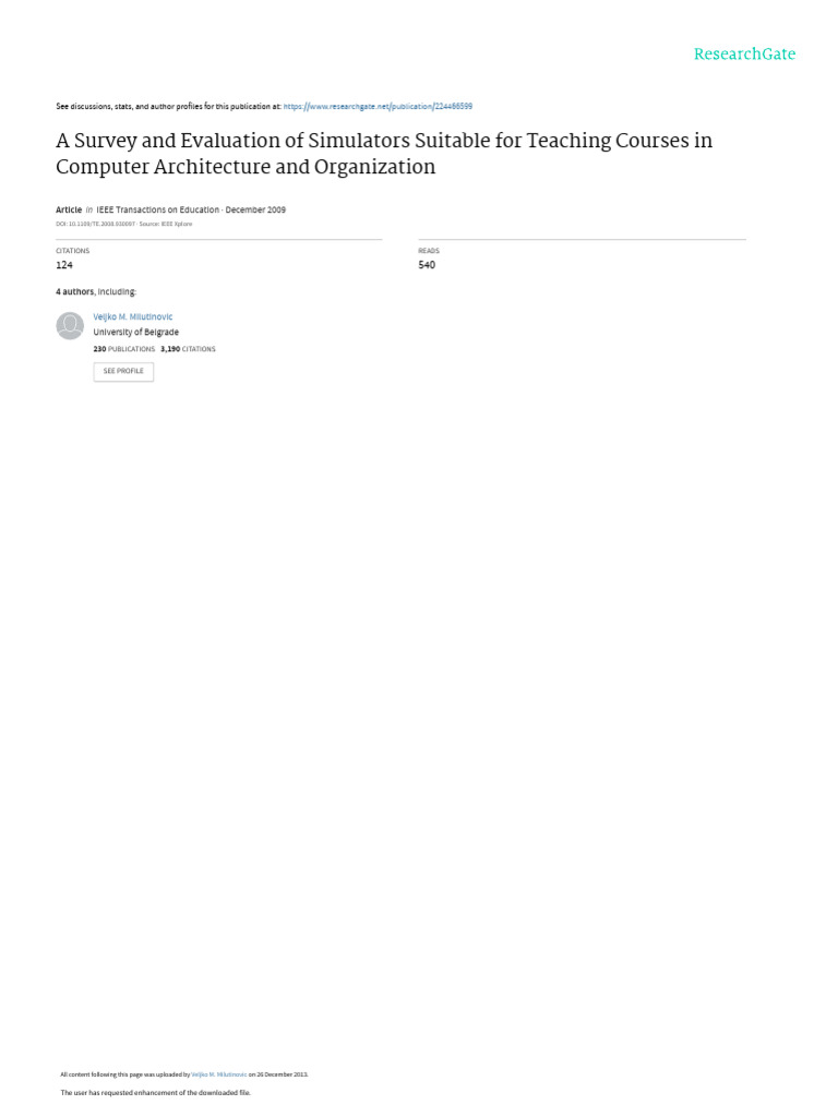 A Survey and Evaluation of Simulators Suitable For Teaching Courses in Computer Architecture and ...