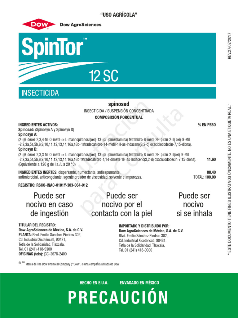 Ficha-Técnica-Spintor-12SC | PDF | Agua | Plaga (organismo)