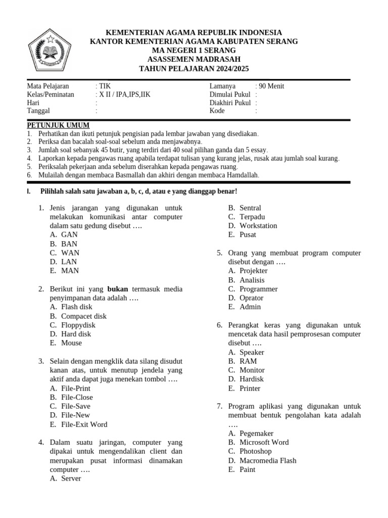 Soal Am Tik 2025 | PDF