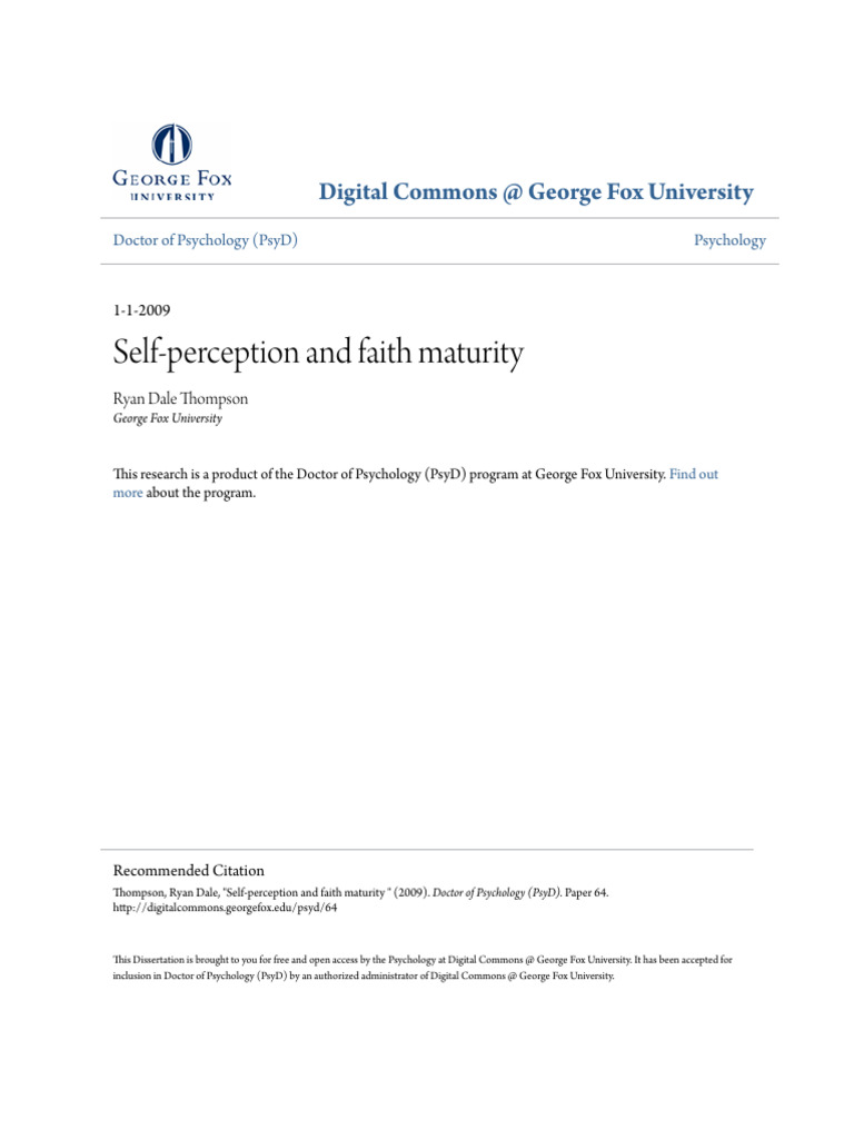 Self-Perception and Faith Maturity | PDF | Attitude (Psychology ...