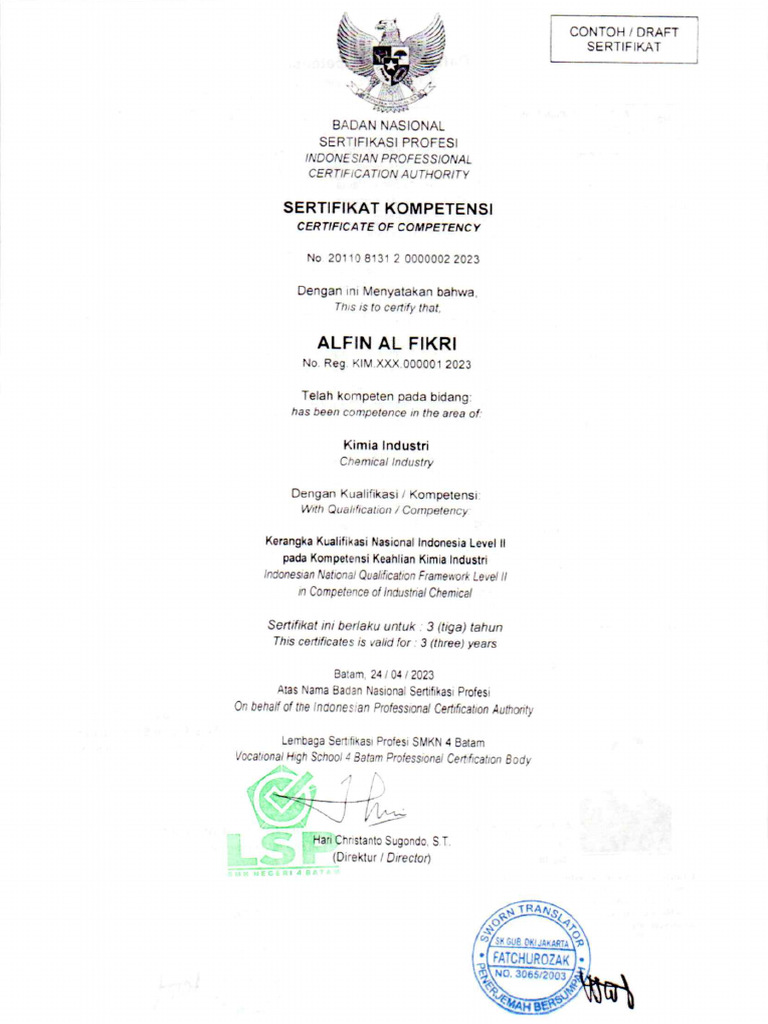 Dokument Sertifikat KI Scan | PDF