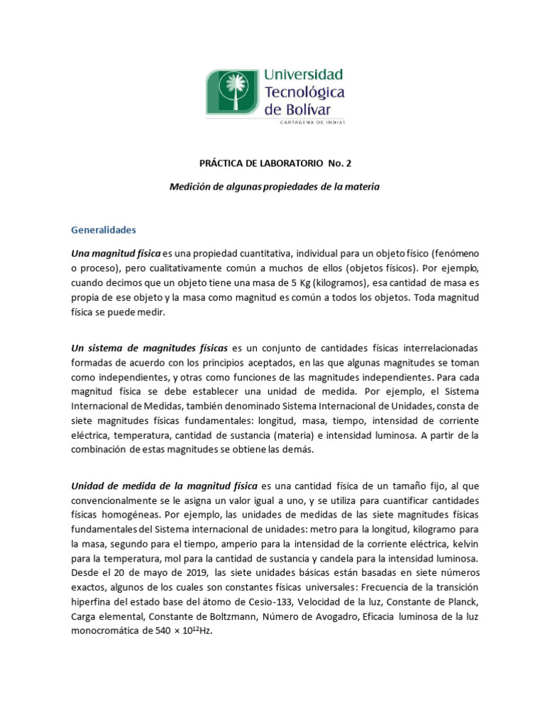Práctica 2. Mediciones de masa y volumen (Virtual) | PDF | Kilogramo ...
