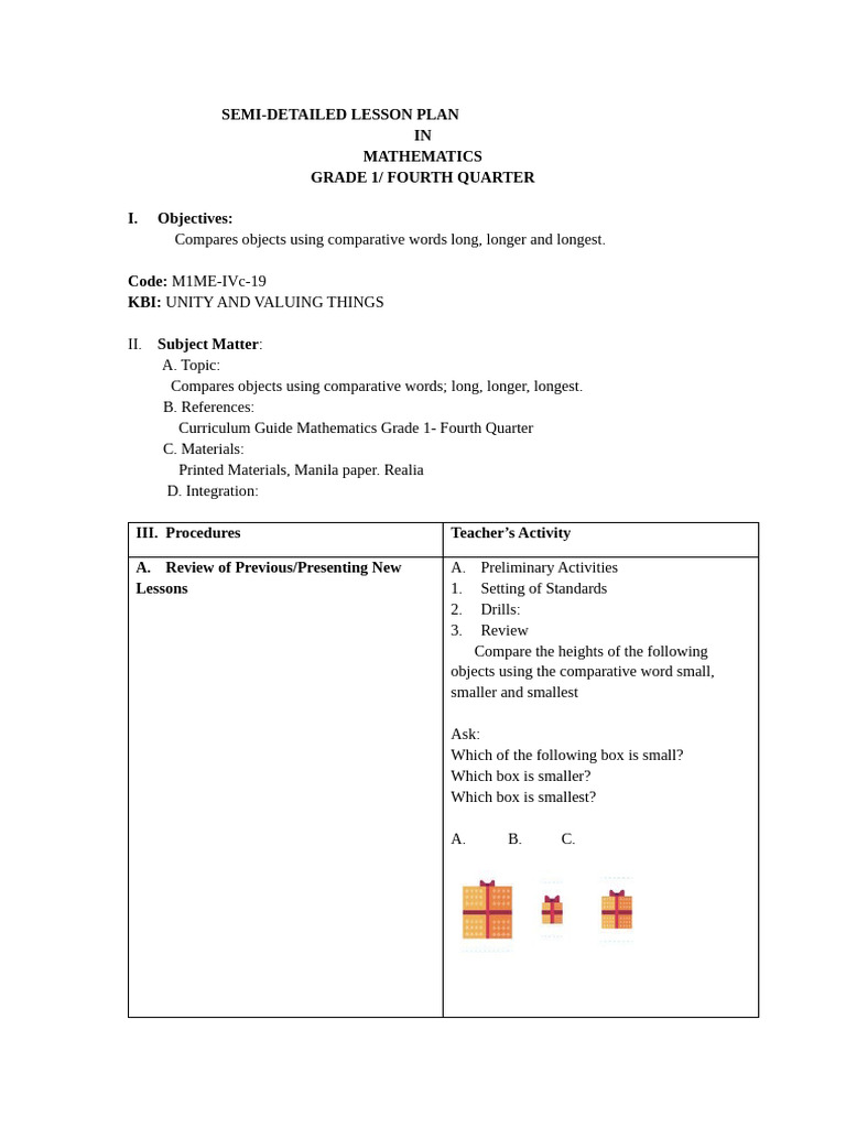 Lesson - For - Ranking - MATH Edited | PDF | Lesson Plan | Curriculum