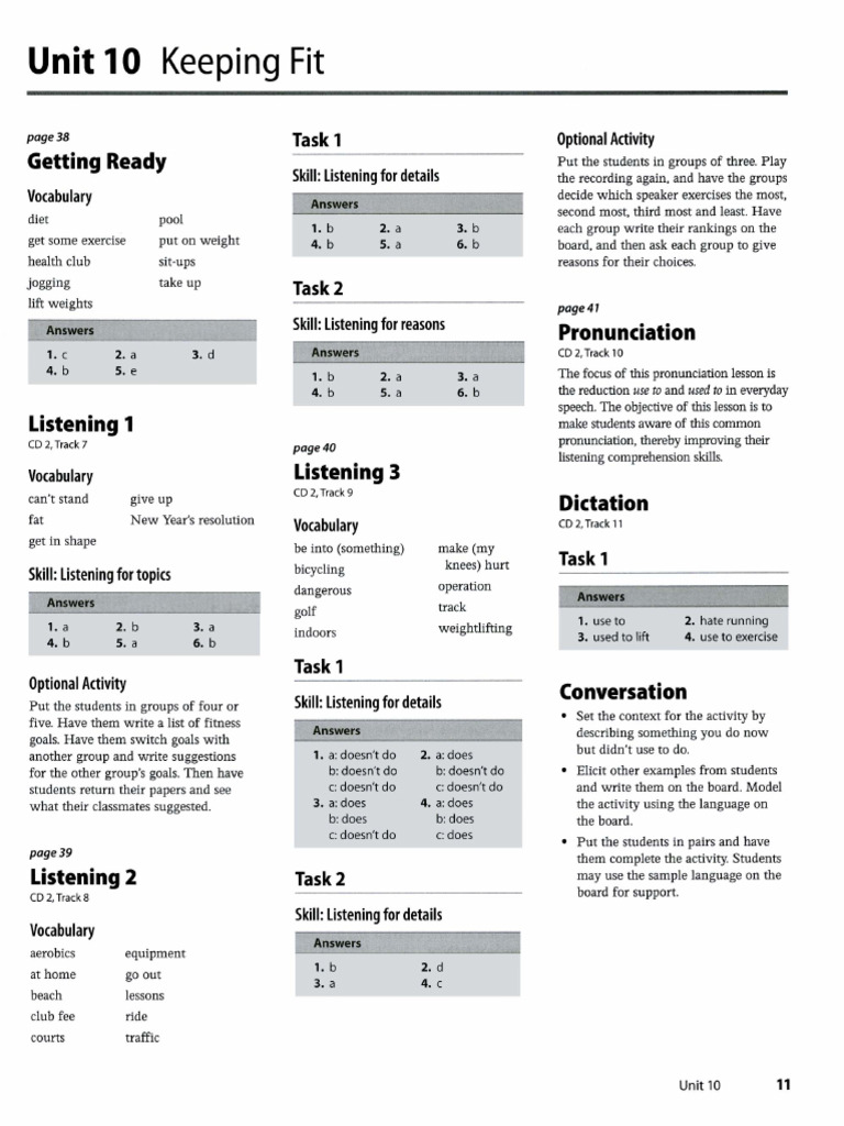 2 Keeping Fit-ANSWERS | PDF
