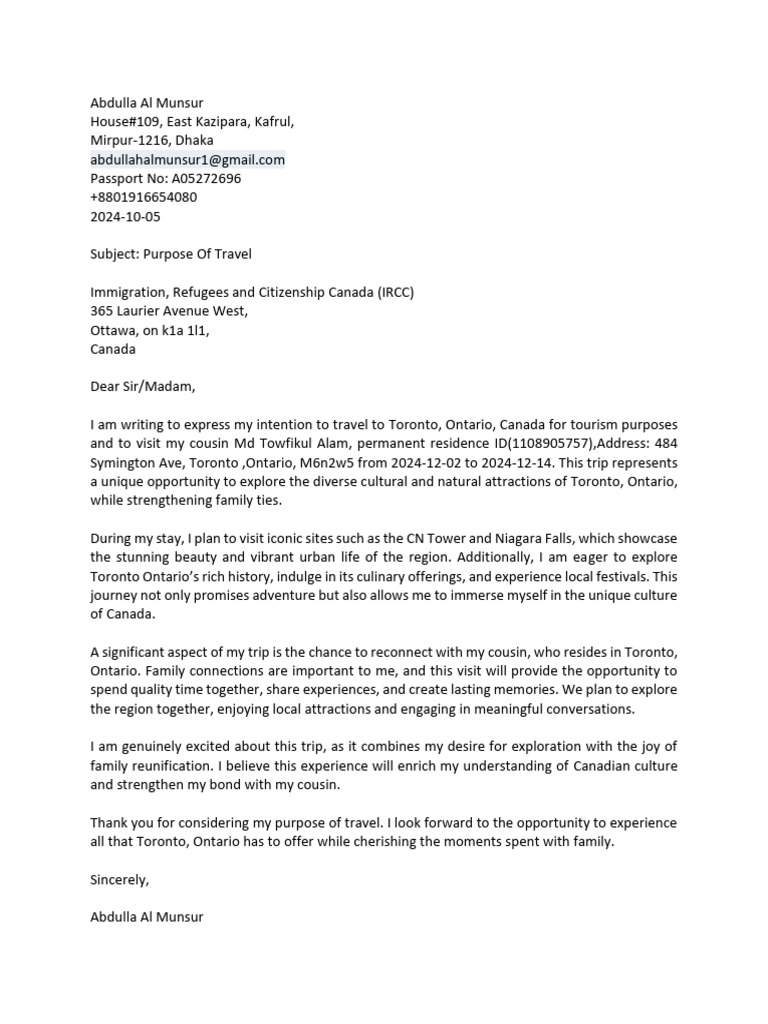 Travel Intent: Toronto Visit 2024 | PDF