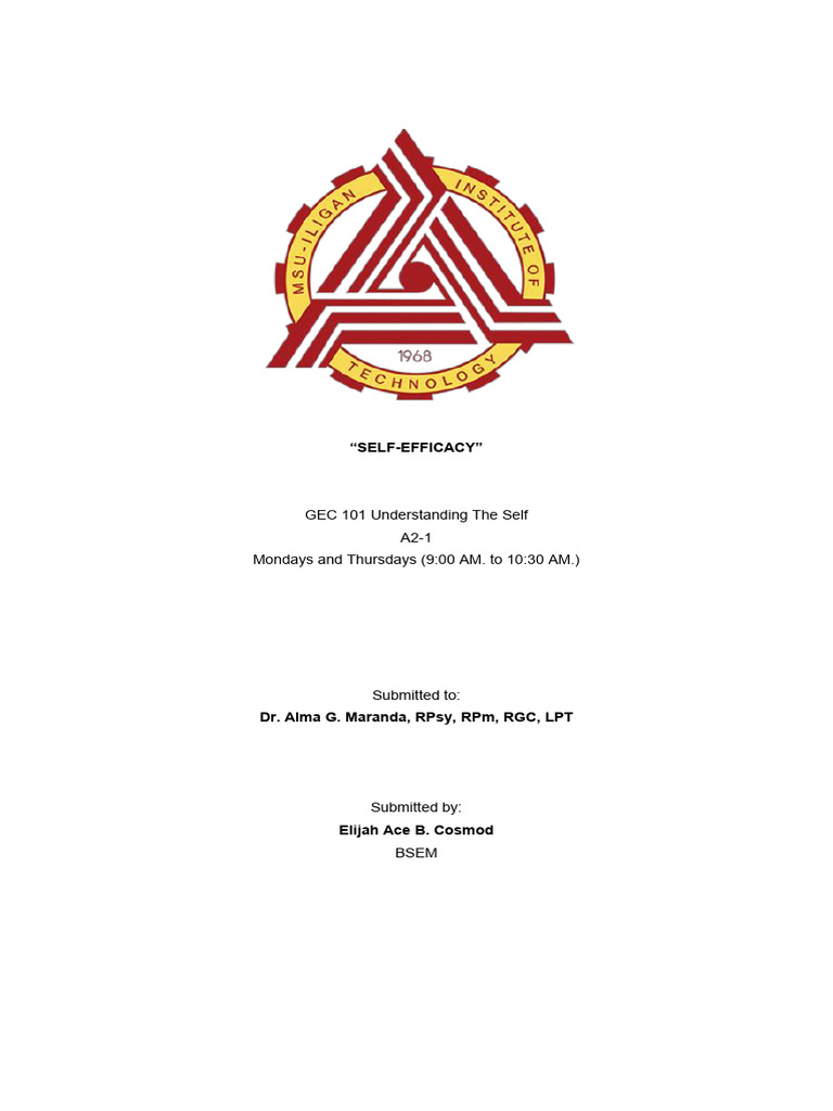 Cosmod Elijah Ace Self Efficacy Doc | PDF | Self Efficacy ...