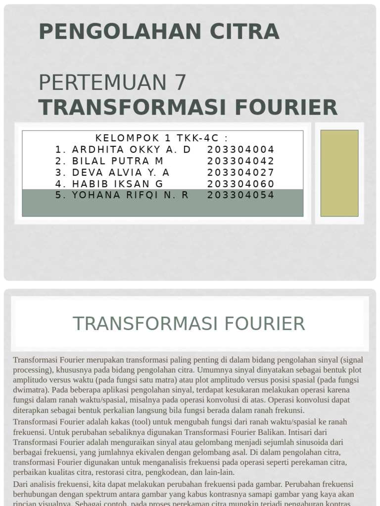 Bab 7 Pengolahan Citra-kel. 1 | PDF