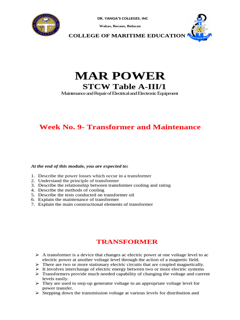 001 Mar Power Week 9 Transformer | PDF | Transformer | Inductance