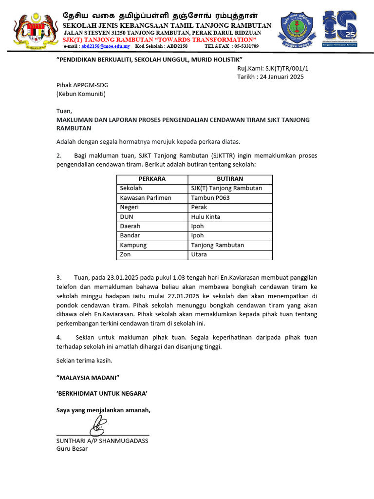 Laporan Cendawan Tiram Januari 2025 SJKTTR | PDF