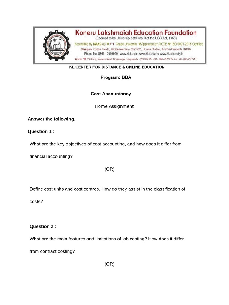 Cost Accounting Concepts and Comparisons | PDF