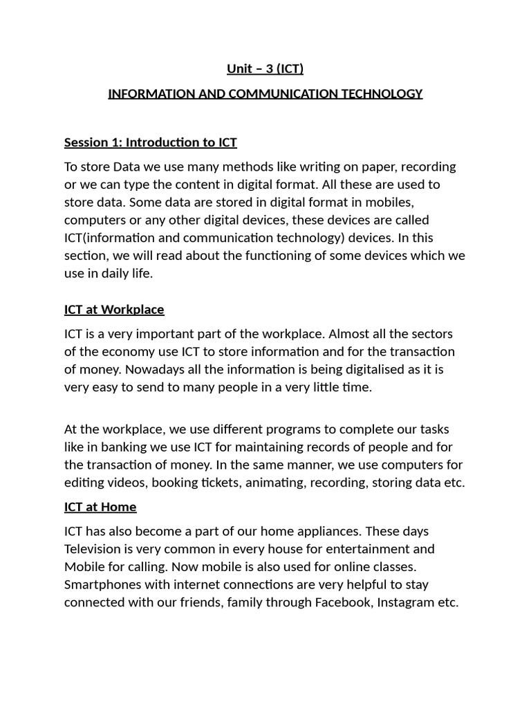 Unit-3 Information and communication technology skills-1 | PDF | Computer Data Storage | Random ...