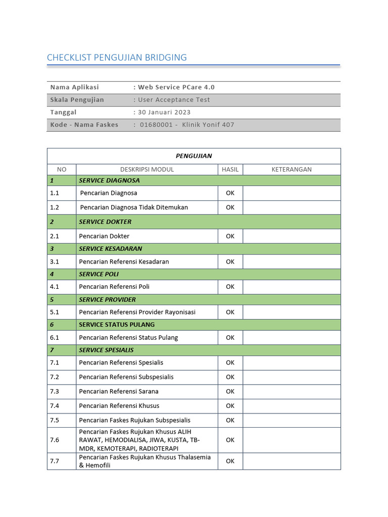 Pengujian Web Service PCare 4.0 | PDF