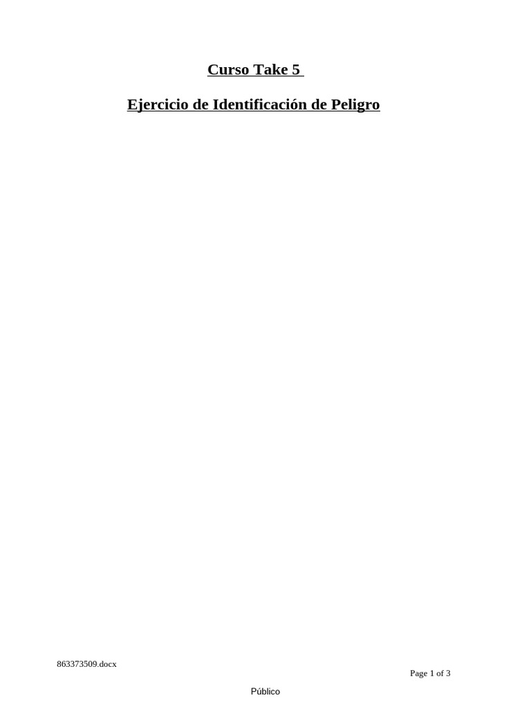 Take 5 Hazard ID EJERCICIO | PDF
