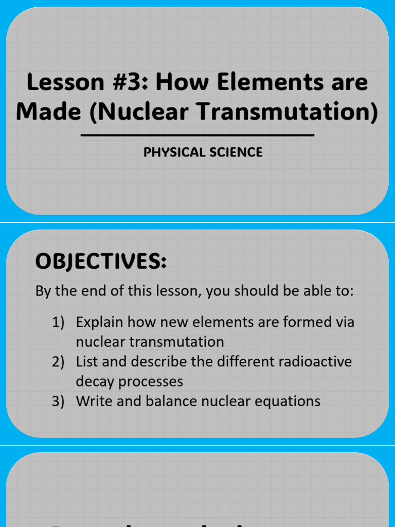Lesson 03 Nuclear Transmutation | PDF | Nuclear Physics | Radioactive Decay