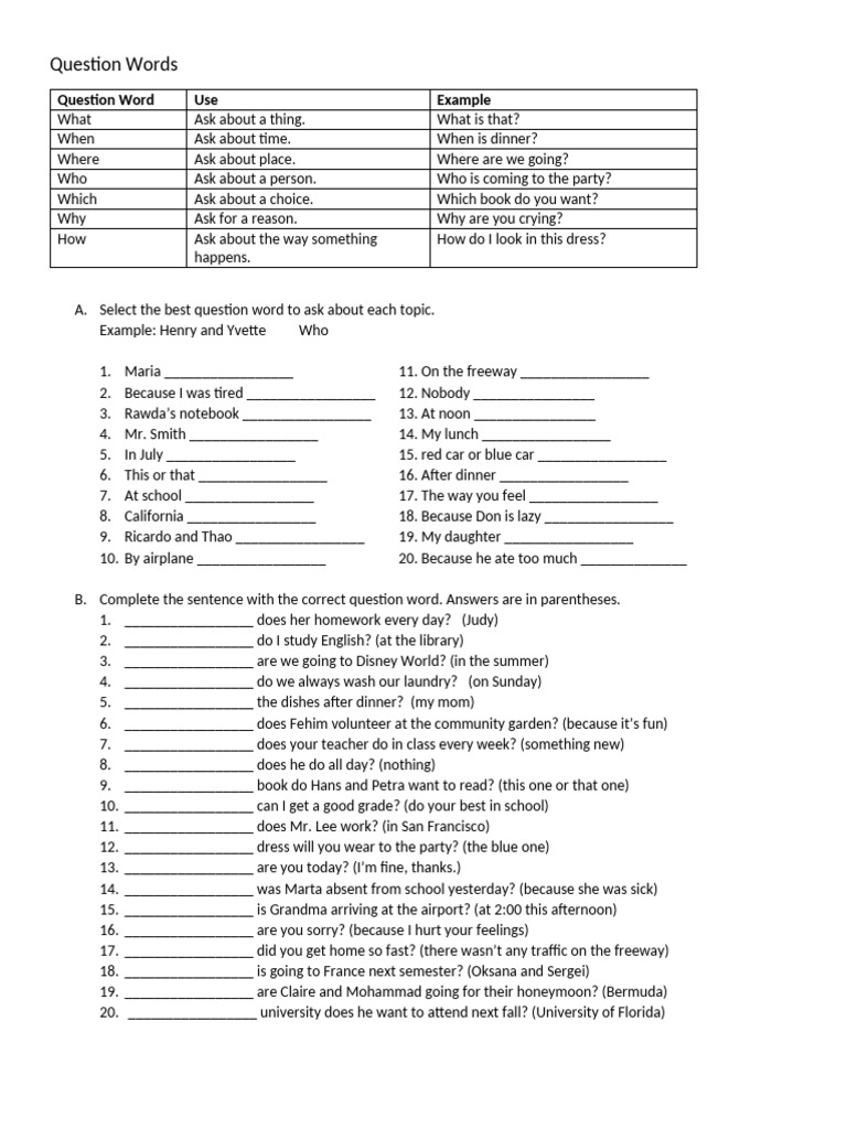 Wh-Questions 10 | PDF