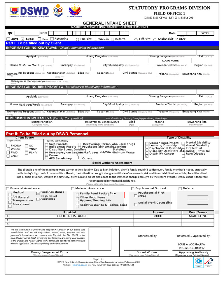 GIS Form On Sept. 112024684 | PDF | Disability | Psychosocial