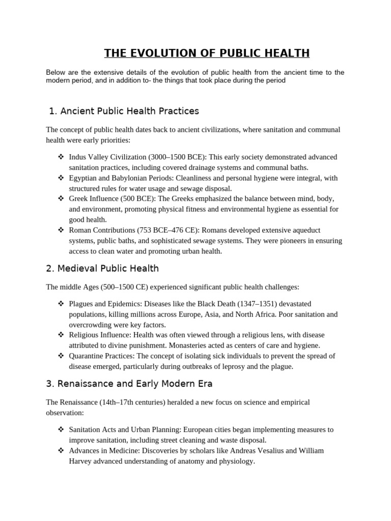 Evolution of Public Health Overview | PDF | Public Health | Medicine