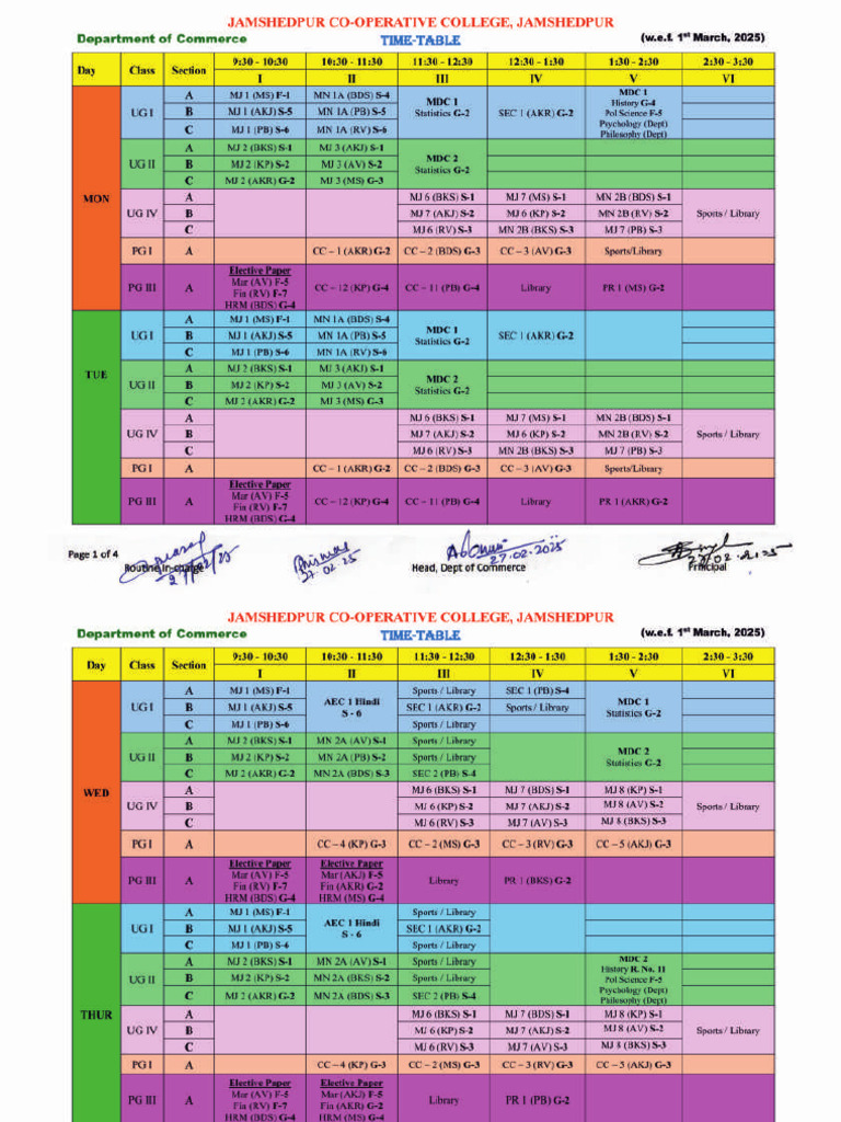 JCC COM ROUTINE 1st March | PDF