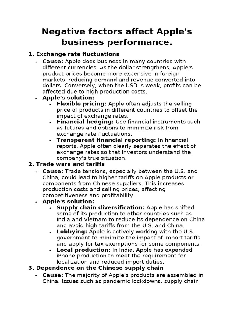 Negative Factors Affect Apple | PDF | Apple Inc. | Supply Chain