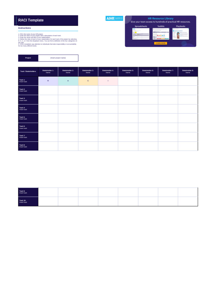 RACI Template For HR Project Plan | PDF