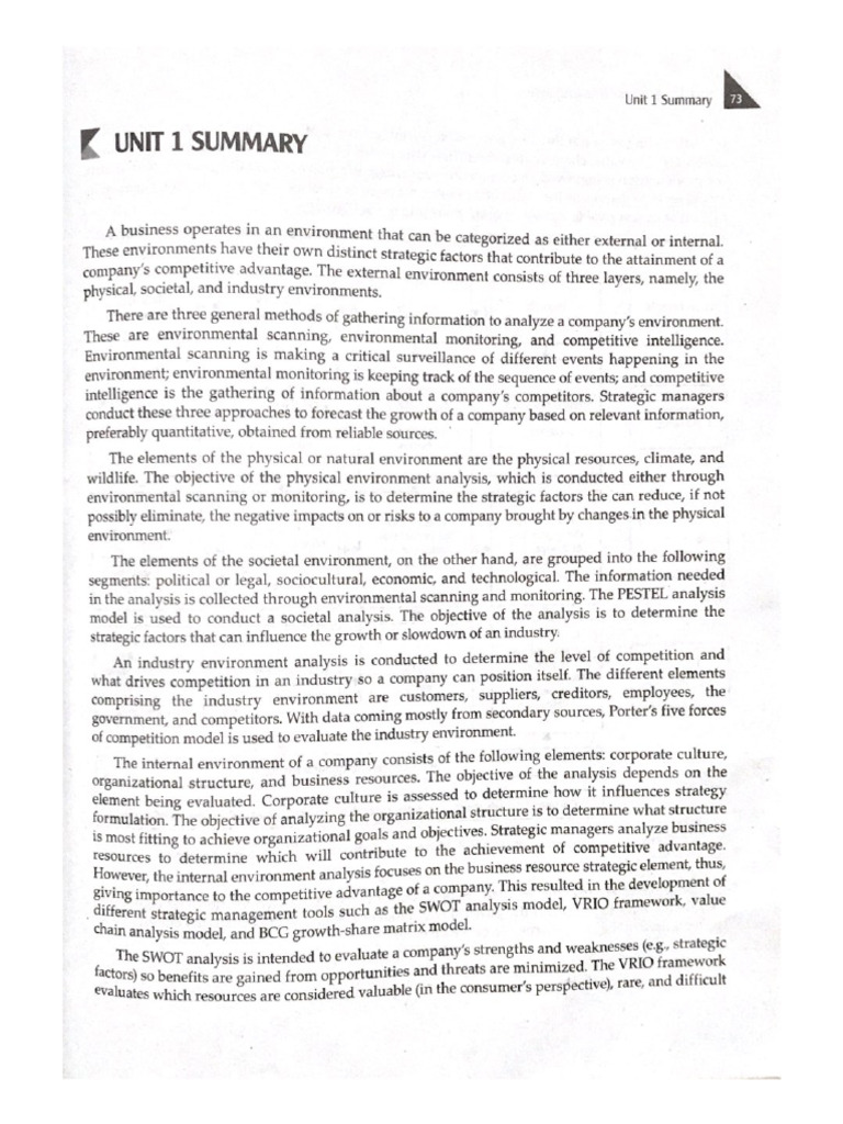 External and Internal Factors Summary | PDF