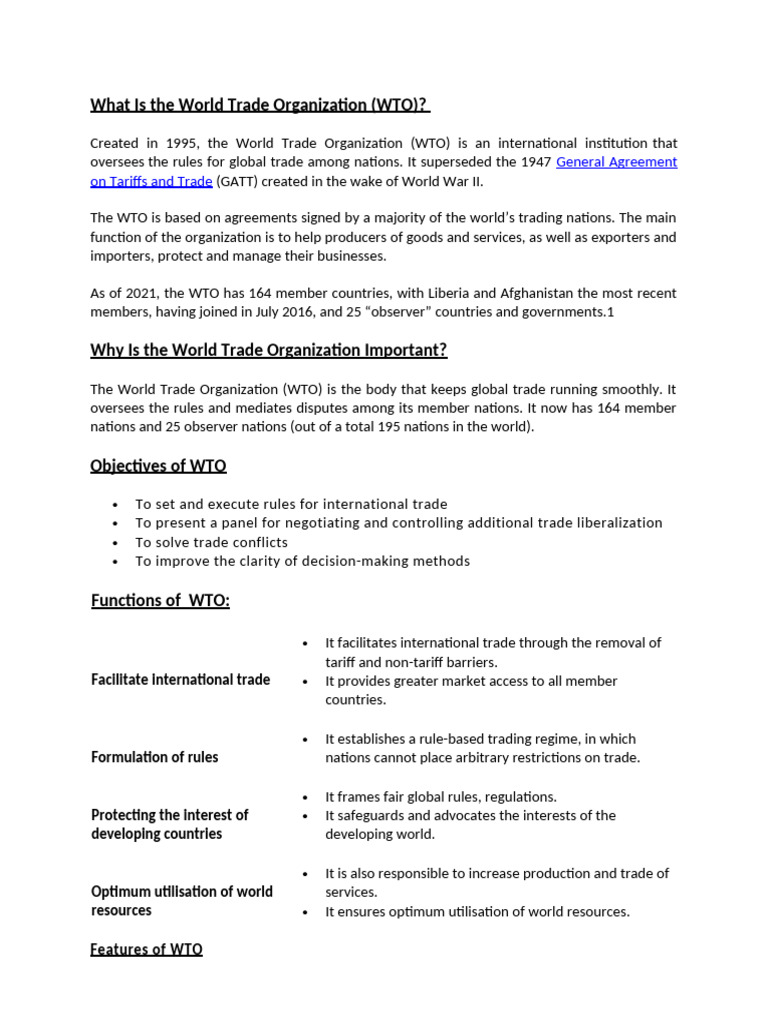 What Is The World Trade Organization | PDF | World Trade Organization ...