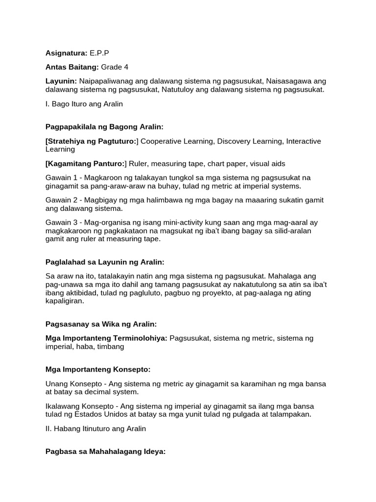 lesson_plan in EPP IV | PDF