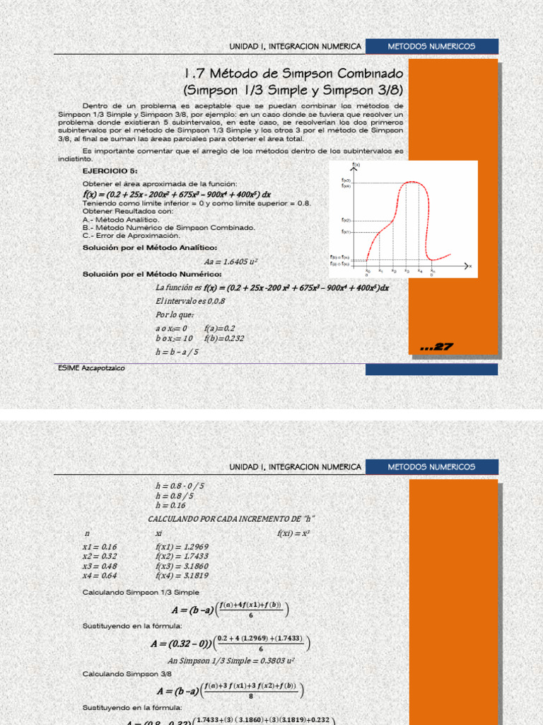° 008 Unidad 1, Metodo de Simpson Combinado | PDF | Análisis numérico | Integral
