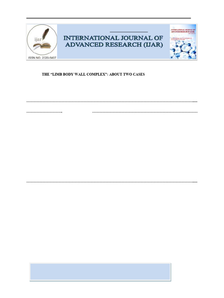 The Limb Body Wall Complex: About Two Cases - A Rare Anomaly | PDF ...