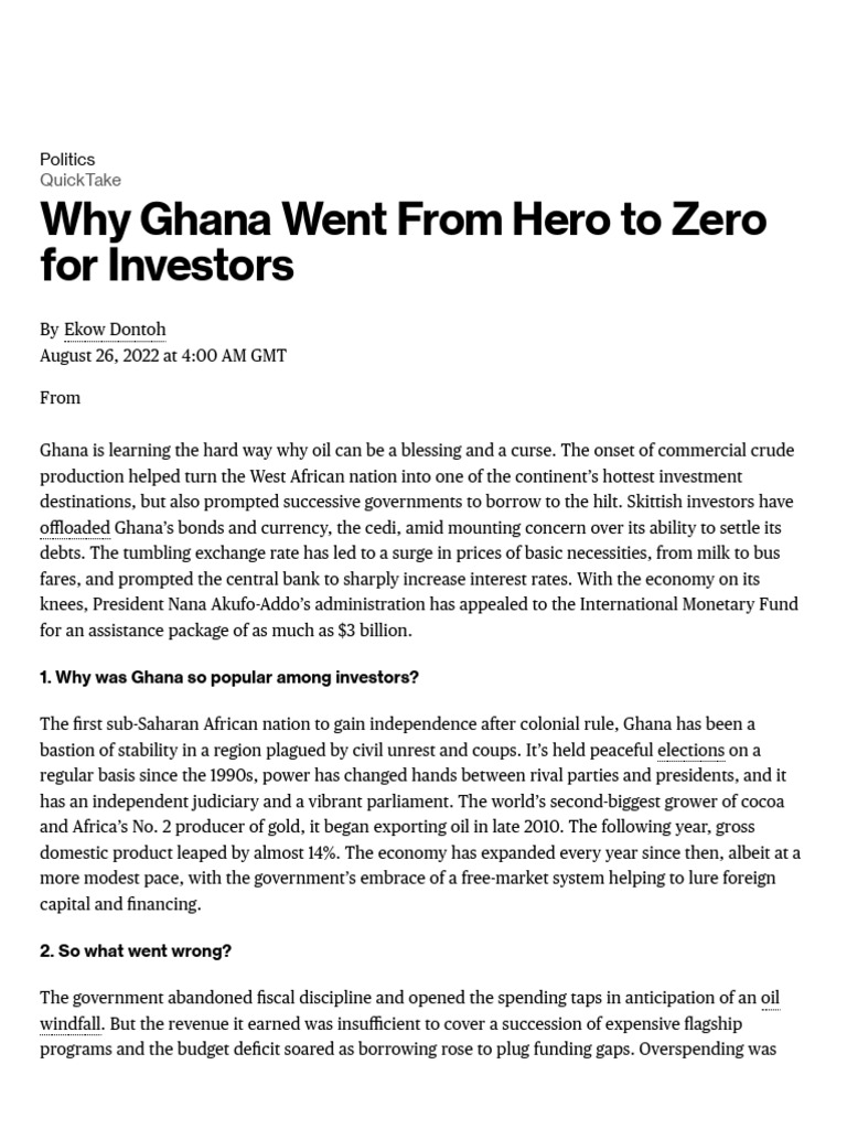 Why Ghana Went From Hero To Zero For Investors - QuickTake - Bloomberg ...