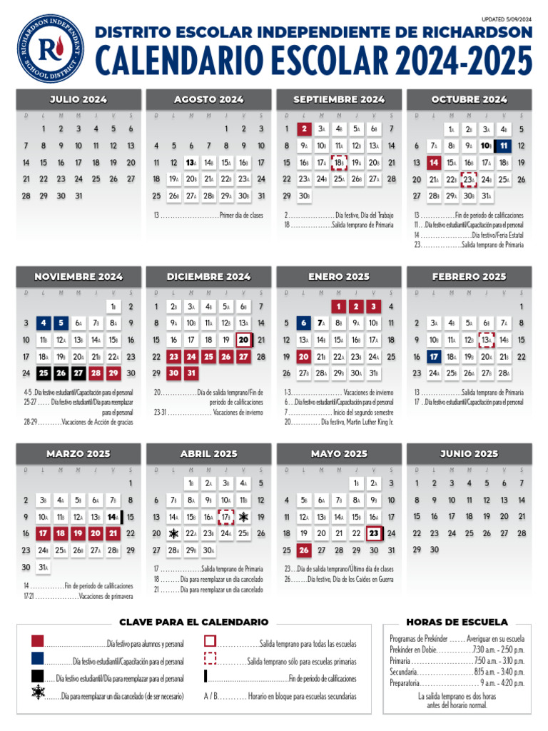 Calendar-2024-25_Spa_050924 | PDF | Observancias | Días festivos