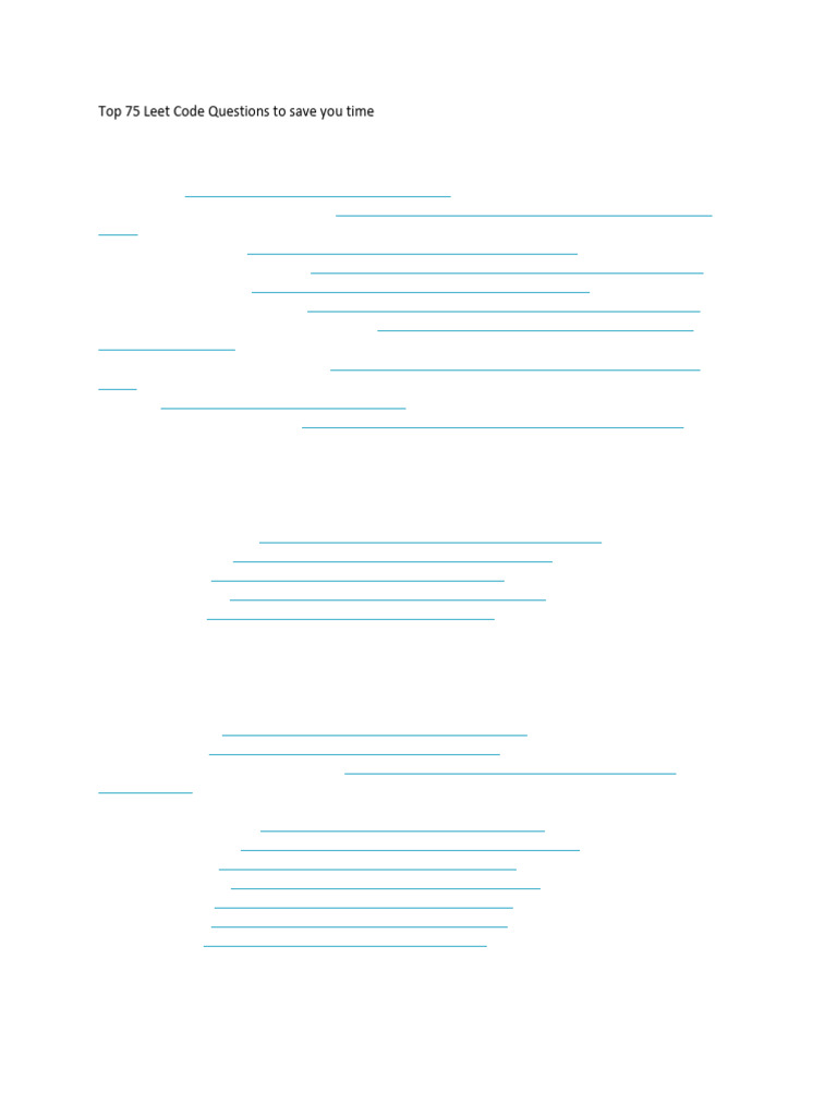 Top 75 Leet Code Questions To Save You Time | PDF | Algorithms ...