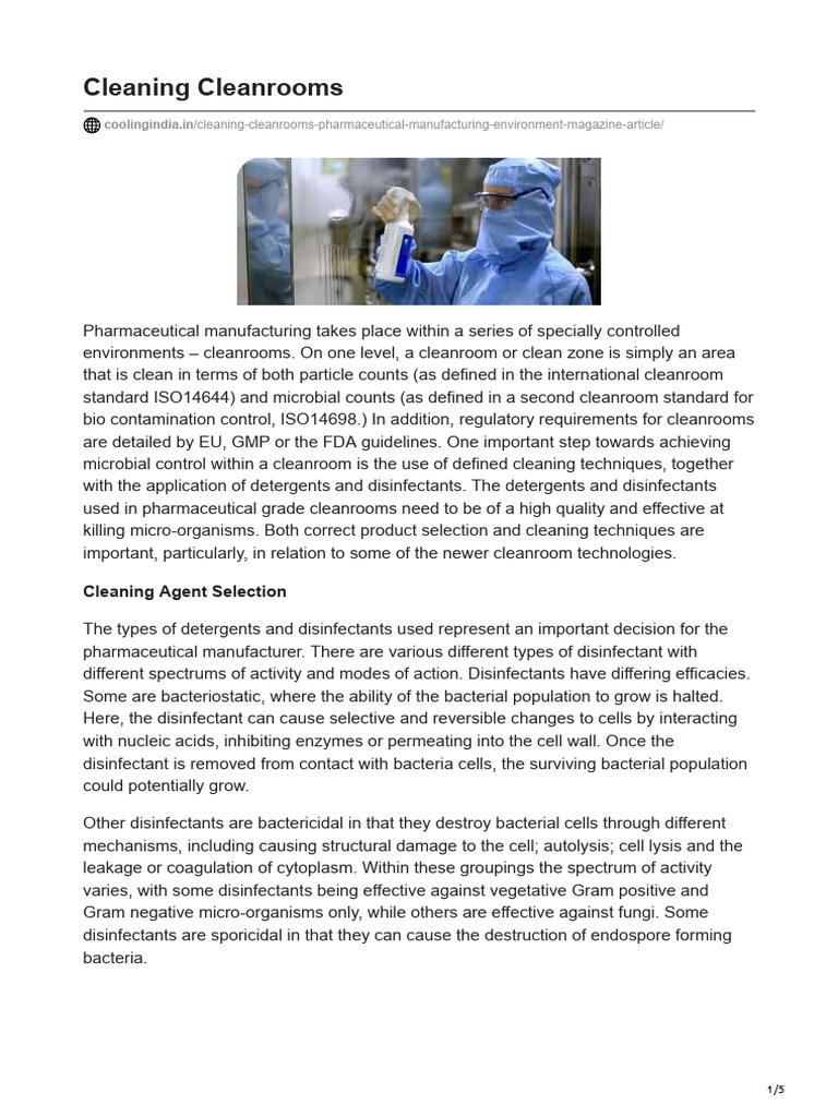 coolingindia.in-Cleaning Cleanrooms | PDF | Disinfectant | Bacteria
