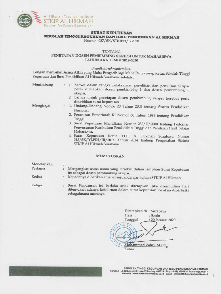2020 - SK Pembimbing Skripsi | PDF