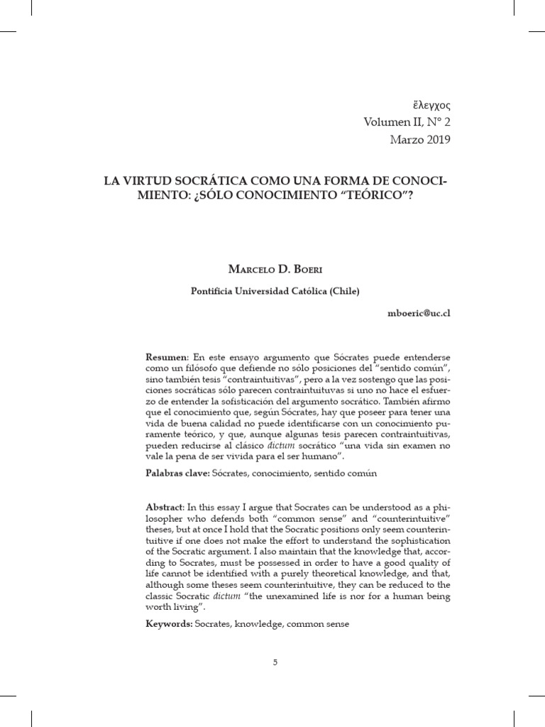 La Virtud Socratica Como Forma de Conocimiento Sol | PDF | Platón ...