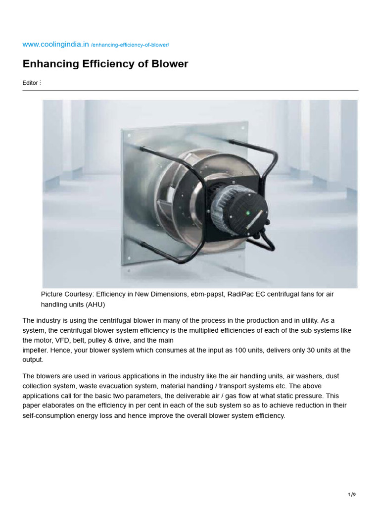 Boosting Blower Efficiency Strategies | PDF | Belt (Mechanical ...